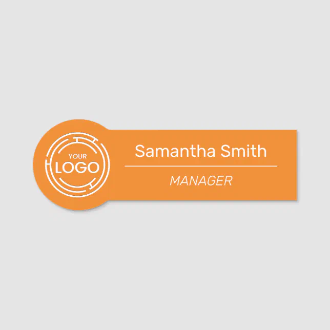 Orange Business Logo Employee Name Tag | Zazzle