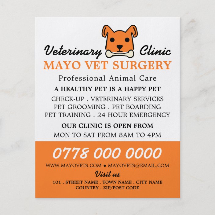 Orange Dog, Veterinarian, Veterinary Service Flyer | Zazzle.co.uk