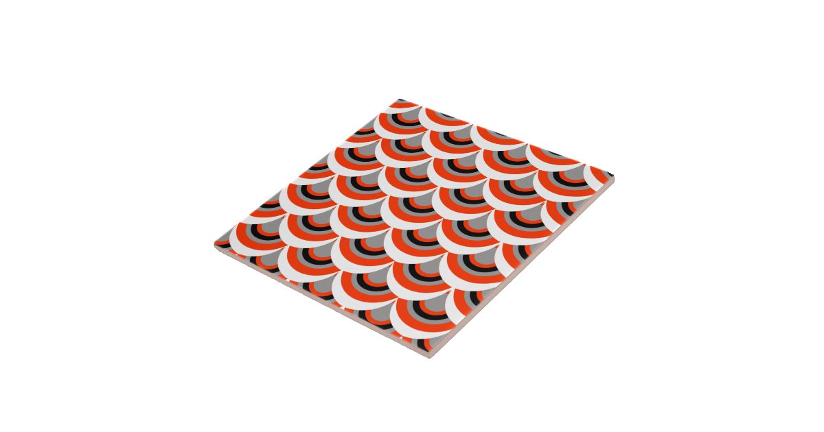 Orange Grey Black Mix Modern Geometric Pattern Tile | Zazzle