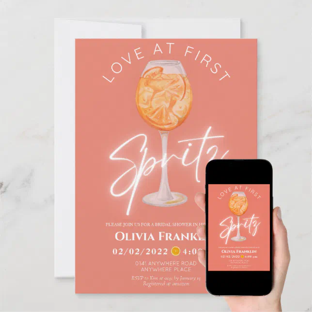 Orange Love at first spritz summer bridal shower Invitation | Zazzle