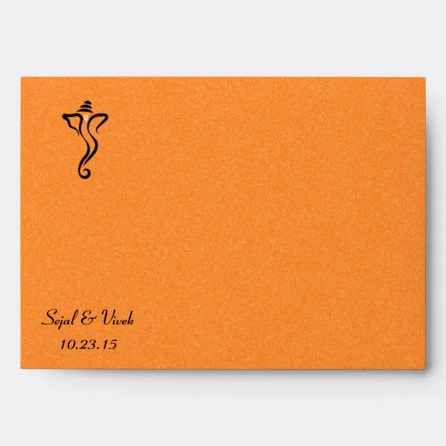 Orange Navy Blue Ganesh Hindu Indian Wedding Envelope | Zazzle