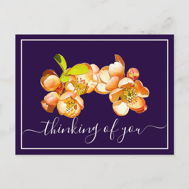 Orange Quince Violet Background Thinking Of You Postcard | Zazzle