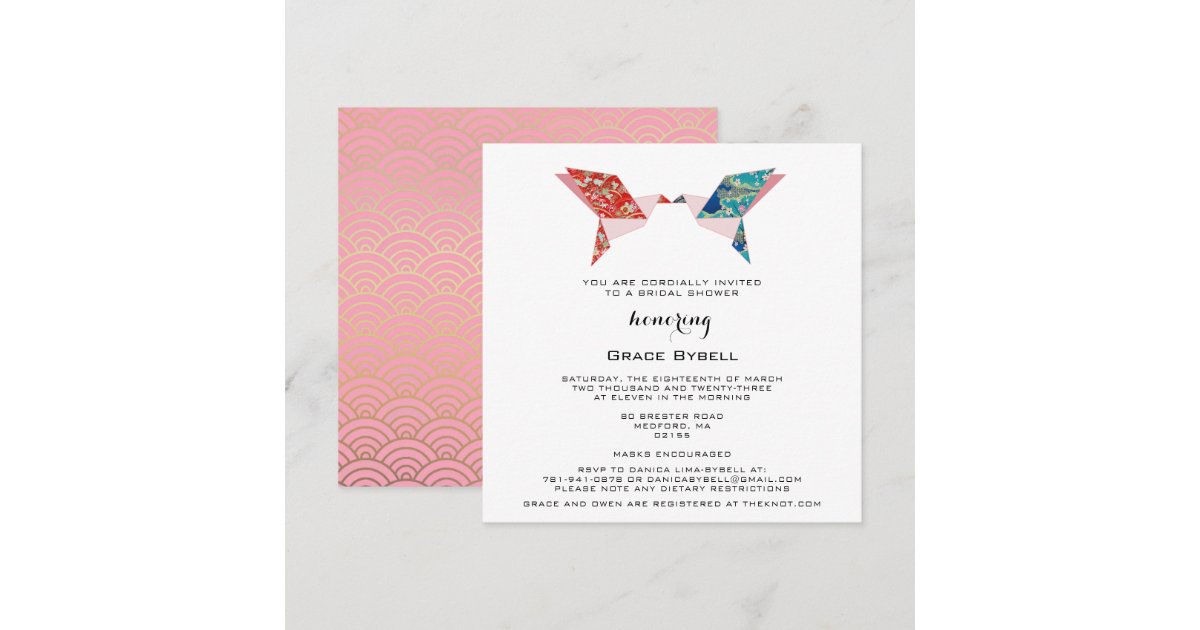 Origami Doves | Bridal Shower Invitation | Zazzle
