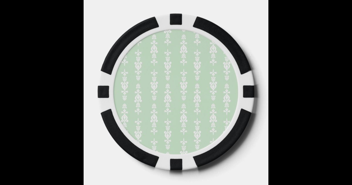 ornate wallpaper pattern mint white poker chips | Zazzle