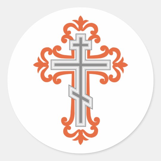 Orthodox cross classic round sticker | Zazzle.co.uk