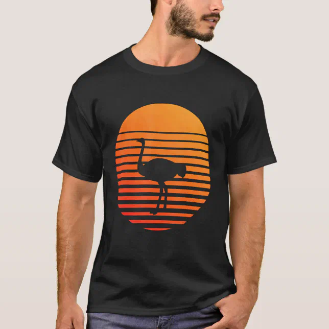Ostrich Shadow Silhouette In Front Of A Sun T-Shirt | Zazzle