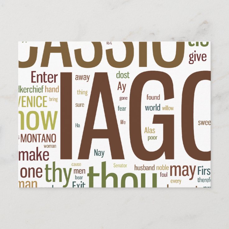 Othello Word Mosaic Postcard | Zazzle