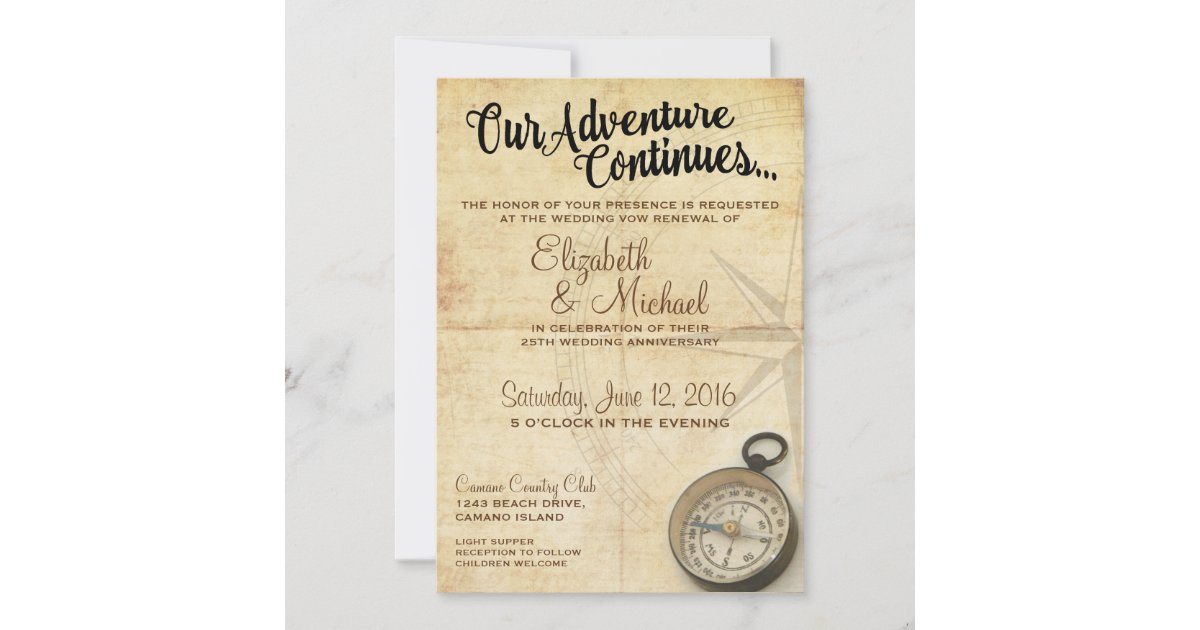 Our Adventure Continues Anniversary Invitation | Zazzle