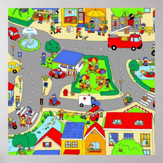 Our Busy Neighbourhood Poster | Zazzle.co.uk