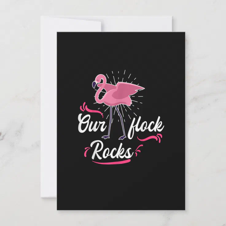 Our flock rocks Pink Flamingo Celebrate Invitation | Zazzle