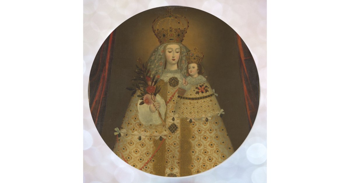 Our Lady of Guapulo Baby Jesus Painting Crowns Classic Round Sticker ...