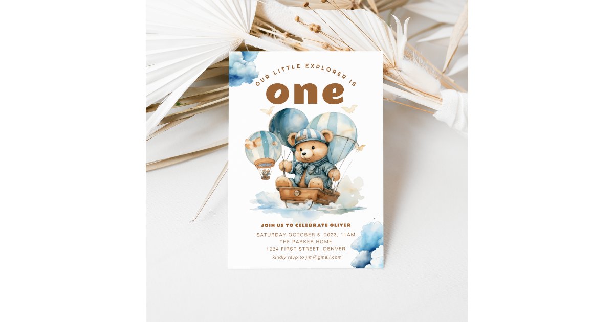 Our Little Explorer Bear Theme Party Invite | Zazzle
