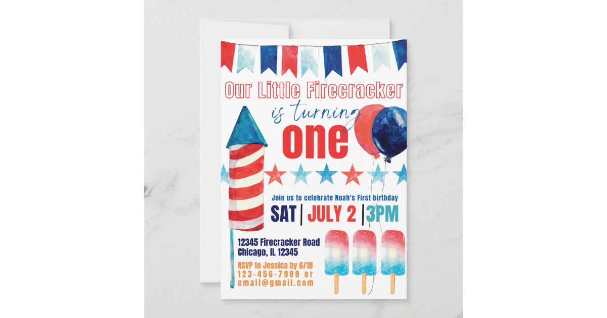 Our Little Firecracker is Turning One Invitation | Zazzle