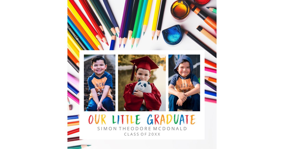 OUR LITTLE GRADUATE PHOTO COLLAGE GRAD INVITATION | Zazzle