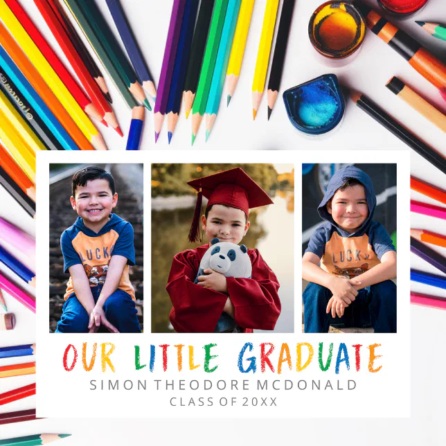 OUR LITTLE GRADUATE PHOTO COLLAGE GRAD INVITATION | Zazzle