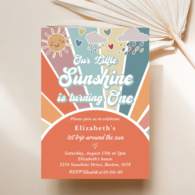 Our Little Sunshine Is Turning One 1st Birthday Invitation | Zazzle