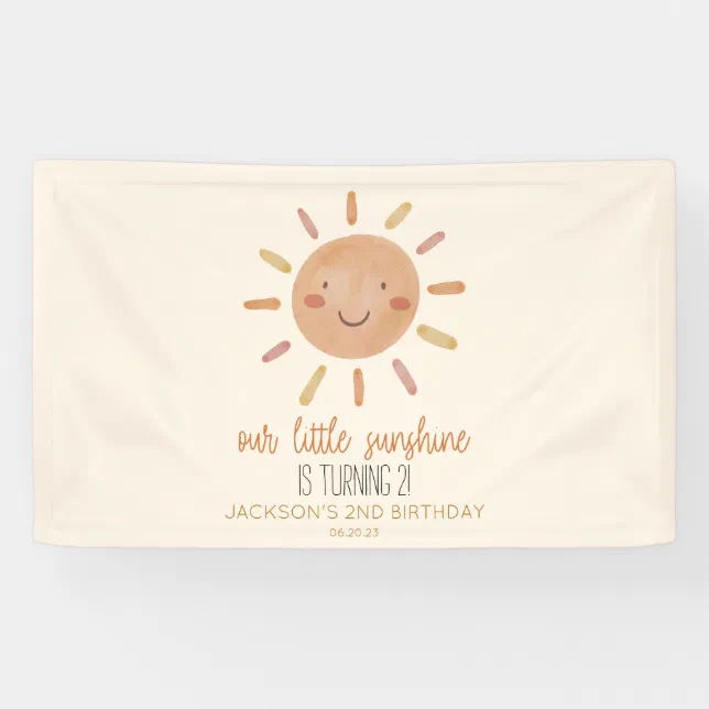 Our Little Sunshine Yellow Sun Birthday Party Banner | Zazzle