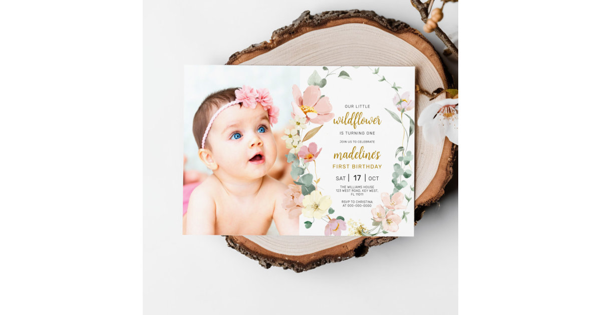 Our Little Wildflower Is Turning ONE 1st Birthday Invitation | Zazzle