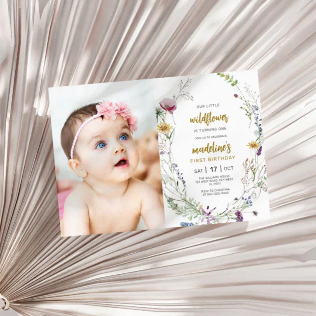 Our Little Wildflower Is Turning ONE 1st Birthday Invitation | Zazzle