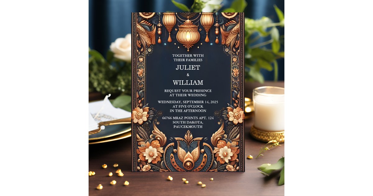Our Palace Hindi Henna Mehndi Indian Style Wedding Invitation | Zazzle