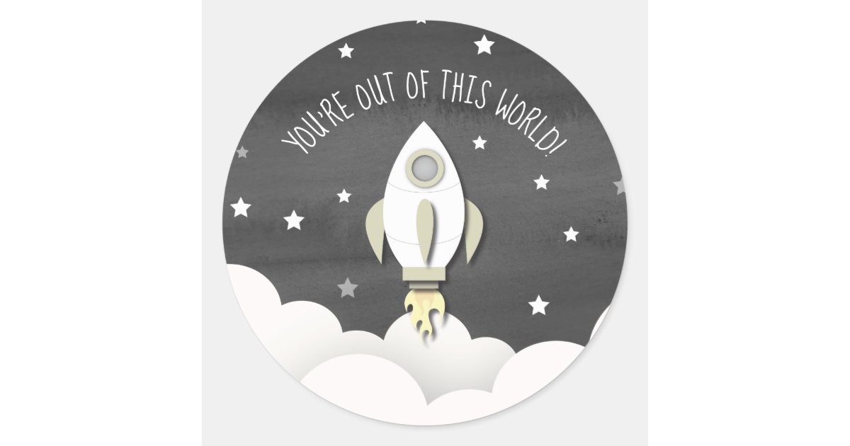 Out Of This World Outer Space Rocket Kid Valentine Classic Round ...