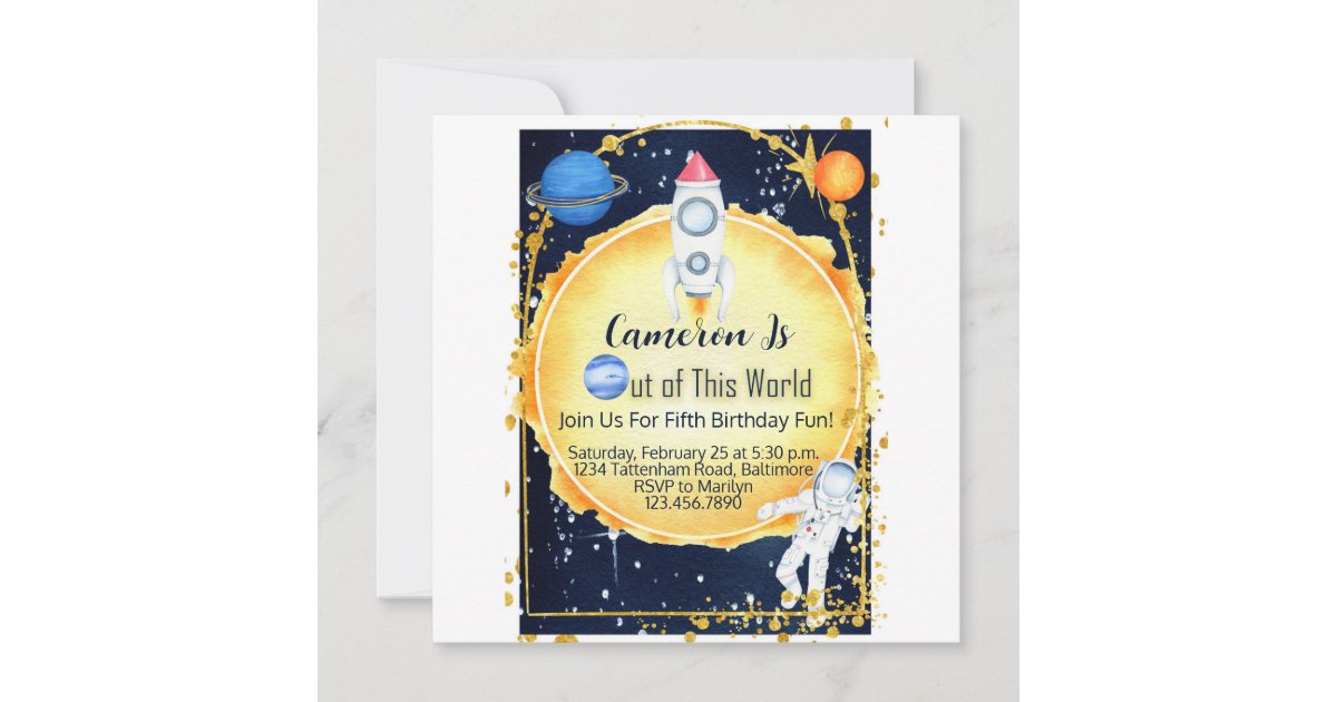 Out of this World Space Birthday Invitation Kids | Zazzle