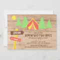 Outdoor Adventure In Woods Camping Birthday Party Invitation | Zazzle