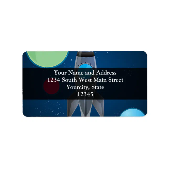 Outer Space Rocket Ship Label | Zazzle