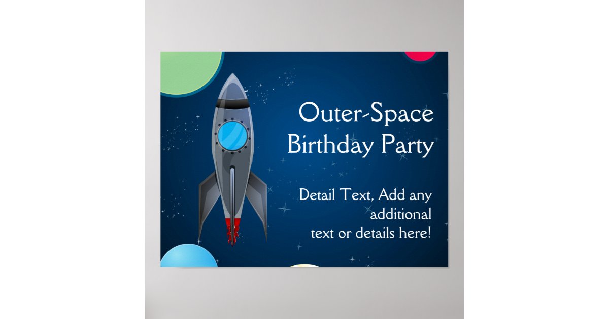 Outer Space Rocket Ship Poster | Zazzle