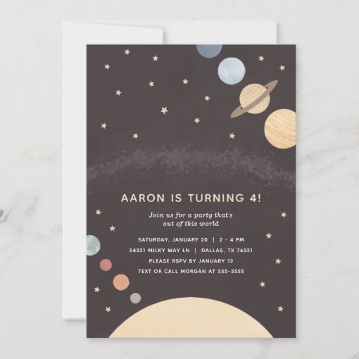 Outer Space Solar System Birthday Party Invitation | Zazzle