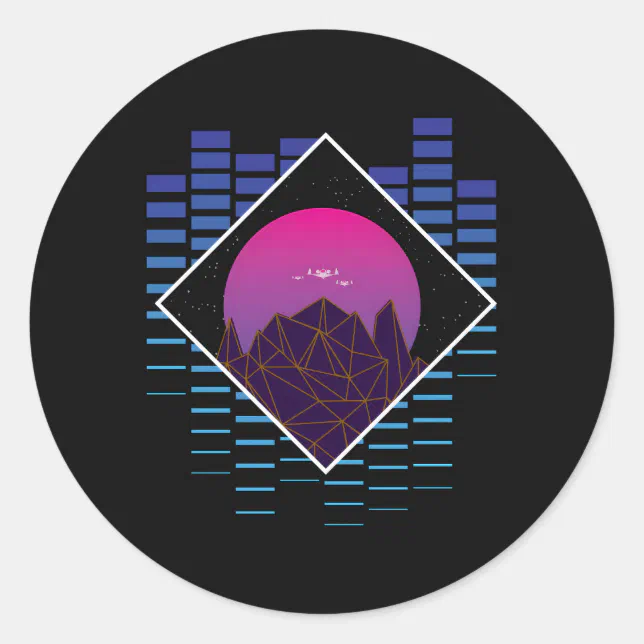 Outrun Synthwave Vaporwave Aesthetic Classic Round Sticker | Zazzle