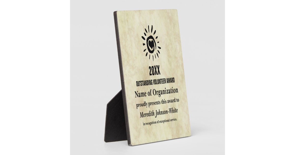 Outstanding Volunteer of the Year Award Plaque | Zazzle.co.uk