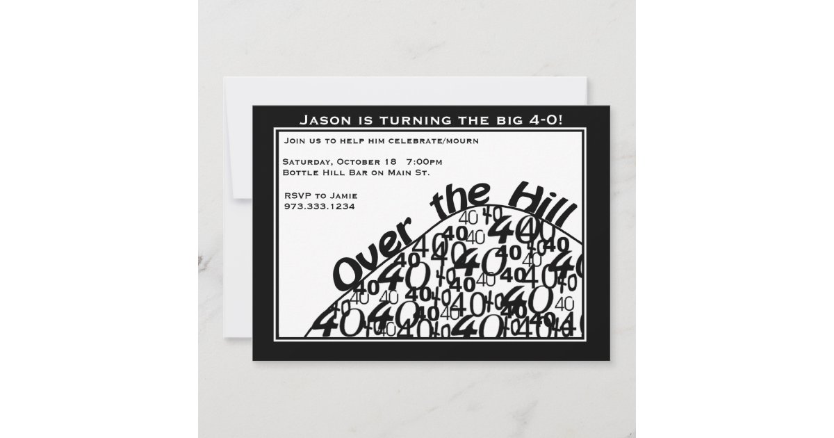 Over the Hill 40th Birthday Party Invitation | Zazzle