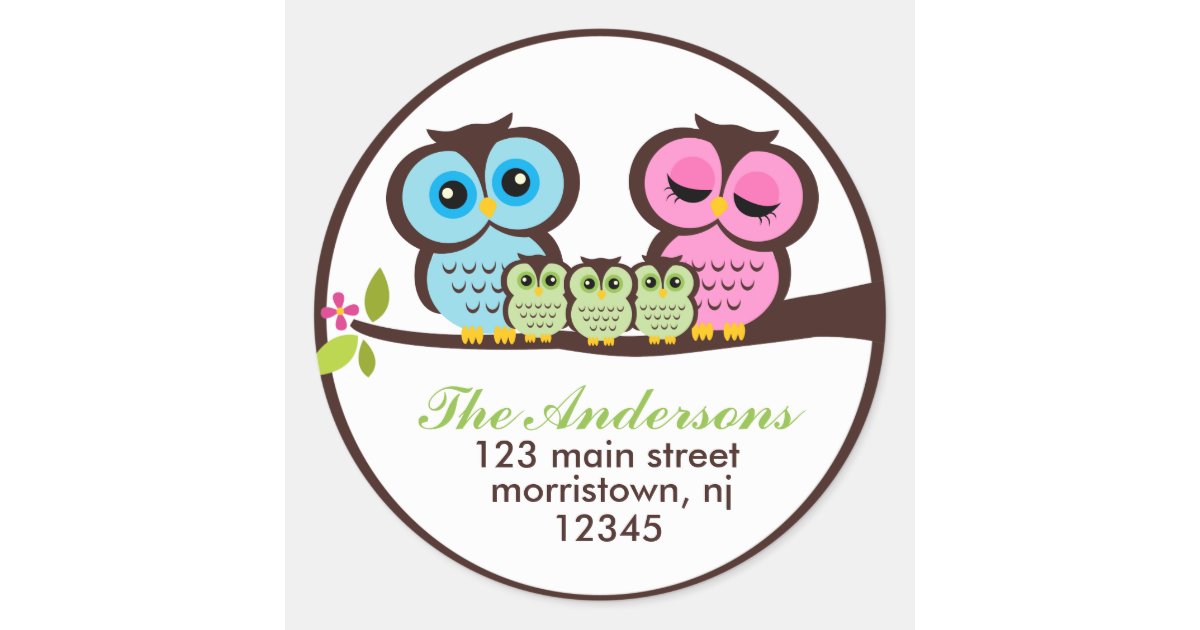 Owl Family Address Labels | Zazzle