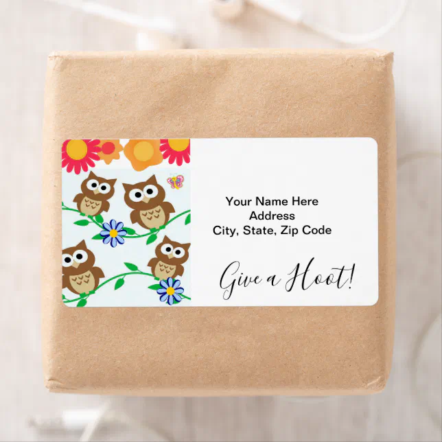 Owl Floral Give a Hoot! Labels | Zazzle