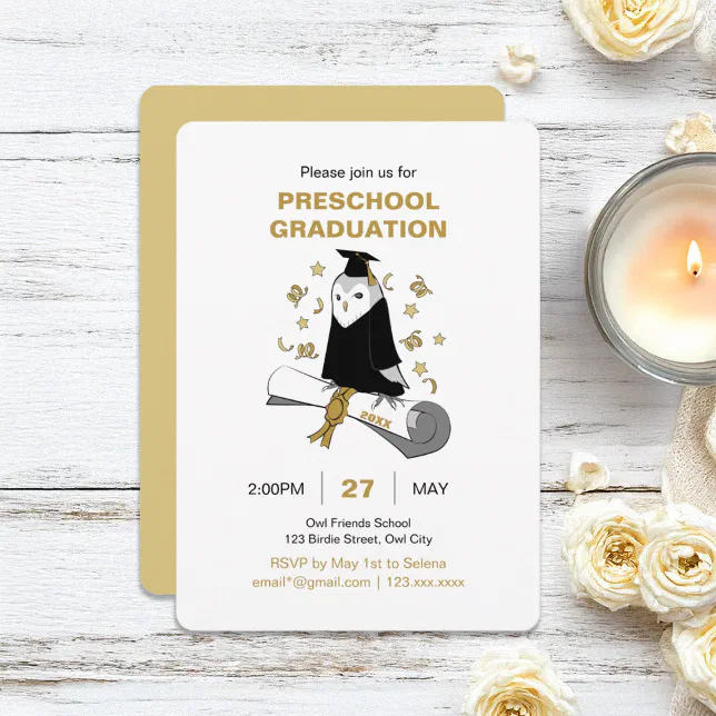 Owl Preschool / Kindergarten Graduation Ceremony Invitation | Zazzle