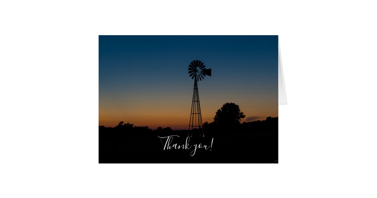 Ozark Windmill Sunset Thank You Card | Zazzle