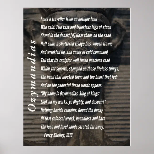 Ozymandias Poem by Percy Shelley, 1819 Poster | Zazzle