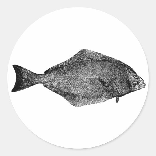 Pacific Halibut Logo Classic Round Sticker | Zazzle.co.uk