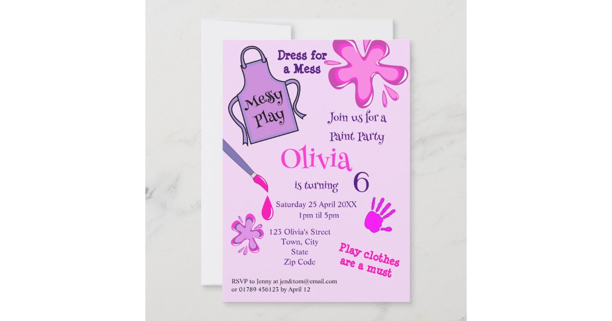 Paint Party Messy Play Party Invitation | Zazzle