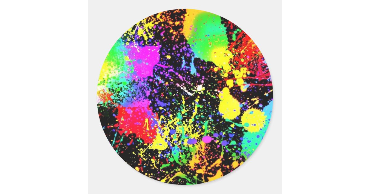 Paint splatters classic round sticker | Zazzle