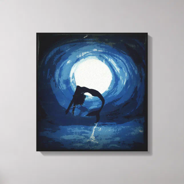 painting of mermaid jumping out from water canvas print | Zazzle