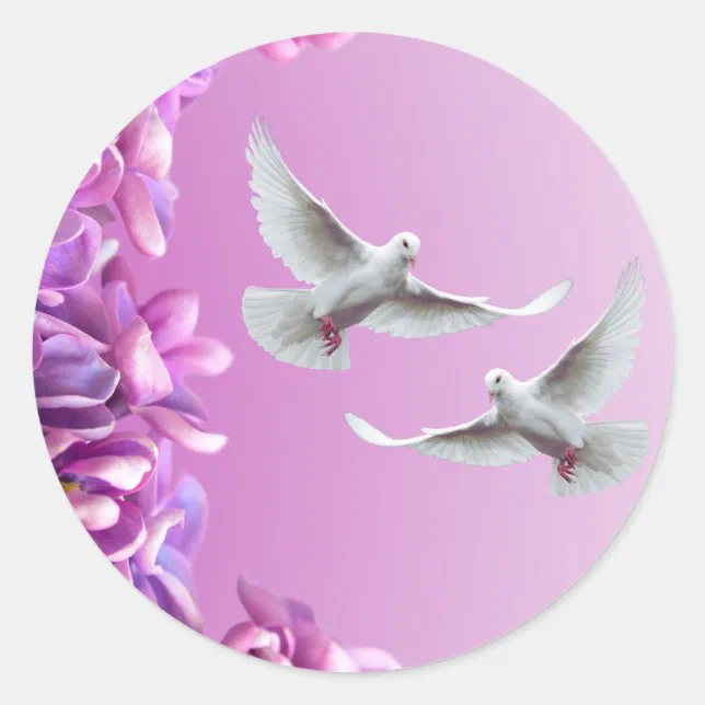 Pair Of Beautiful White Doves Classic Round Sticker | Zazzle