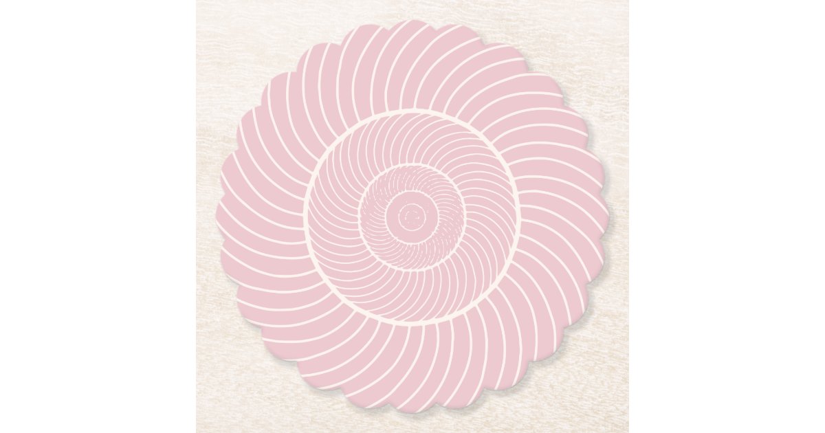 Pale pink cream spiral snail fibonacci sequence be paper coaster | Zazzle