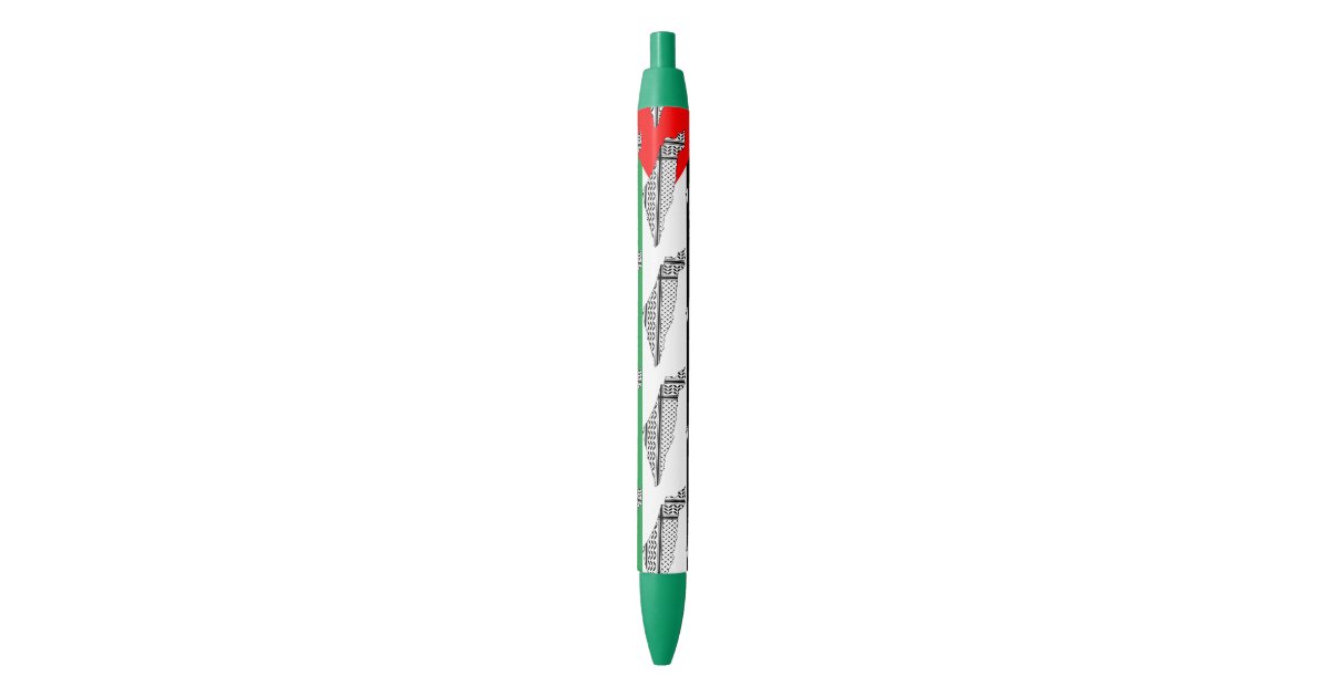 Palestine Flag and Map with Keffiyeg Pattern Black Ink Pen | Zazzle