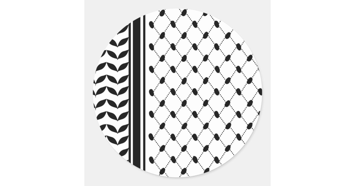 Palestine Keffiyeh Pattern Scarf Classic Round Sticker | Zazzle