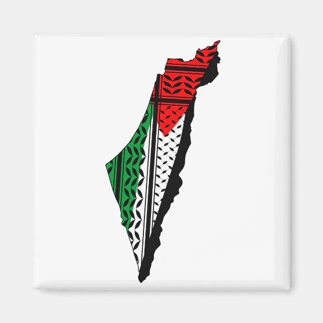 Palestine Map whith Flag and Keffiyeh Pattern Magnet | Zazzle