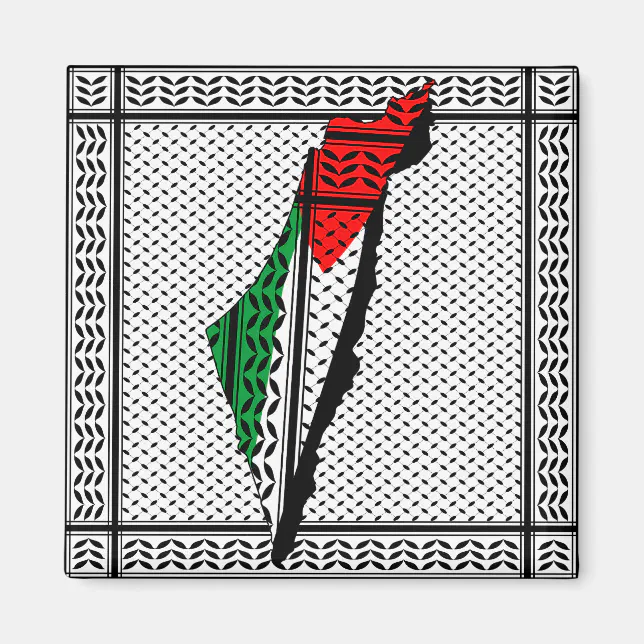 Palestine Map whith Flag and Keffiyeh Pattern Magnet | Zazzle