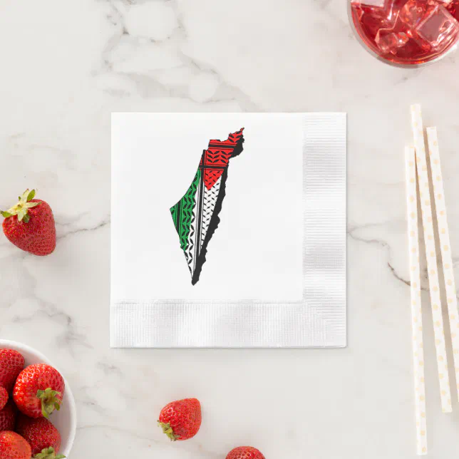 Palestine Map whith Flag and Keffiyeh Pattern Napkin | Zazzle
