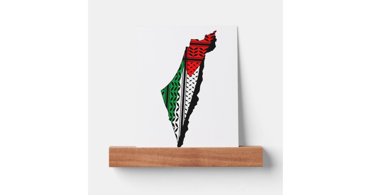 Palestine Map whith Flag and Keffiyeh Pattern Picture Ledge | Zazzle